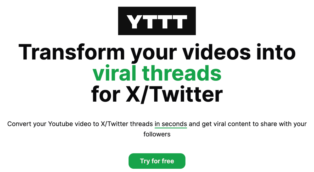Create viral threads for X in seconds | YTTT
